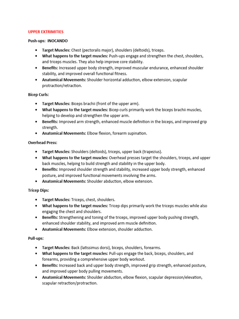 EXERCISES | PDF | Anatomical Terms Of Motion | Shoulder