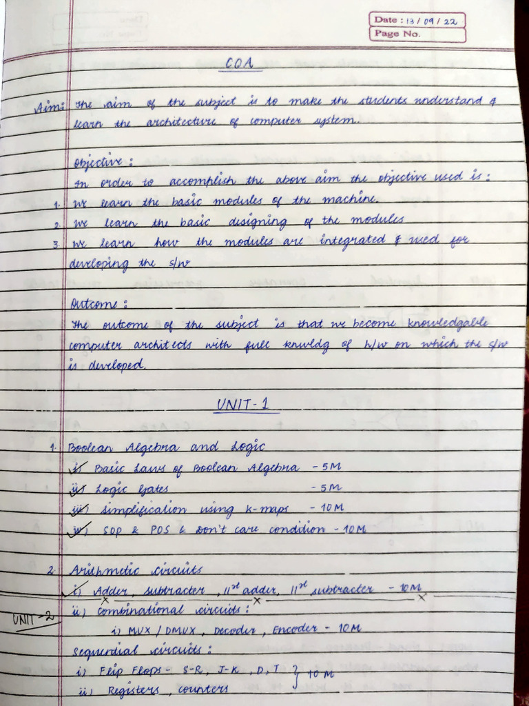 COA UNIT 1,2 (1) | PDF