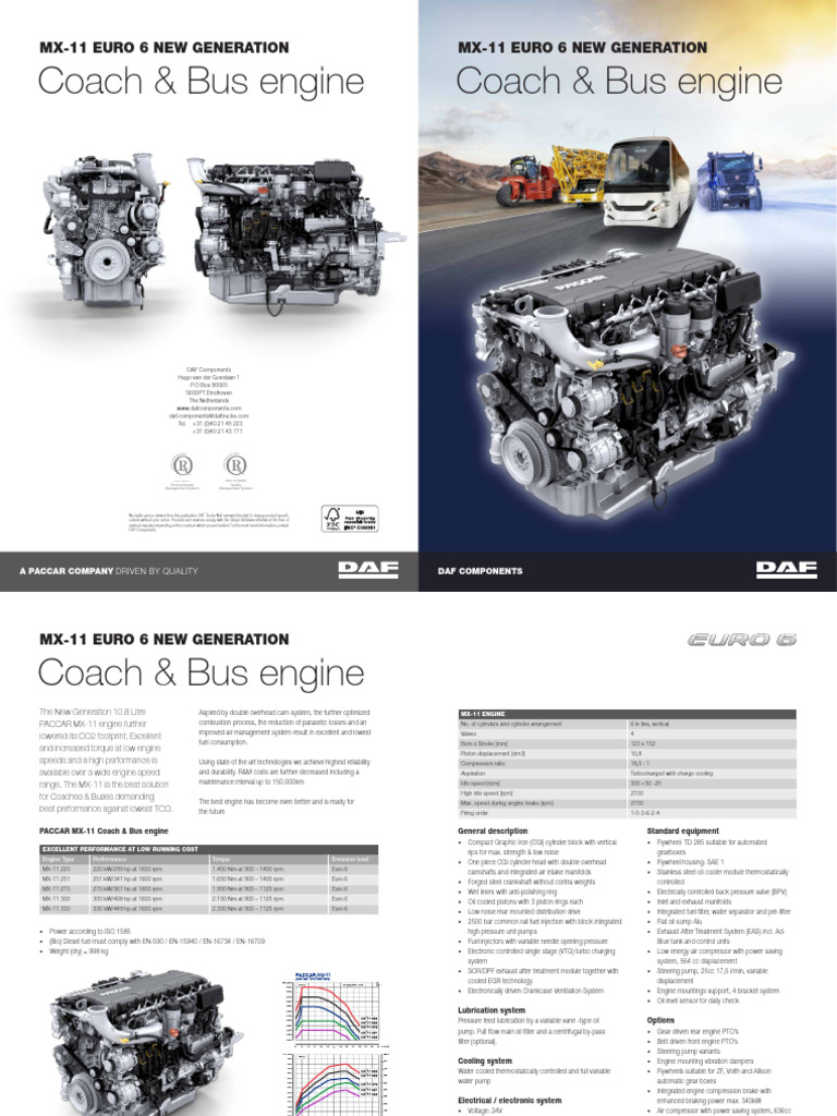 PACCAR MX-11 Coach & Bus Engine Overview | PDF | Engines | Horsepower