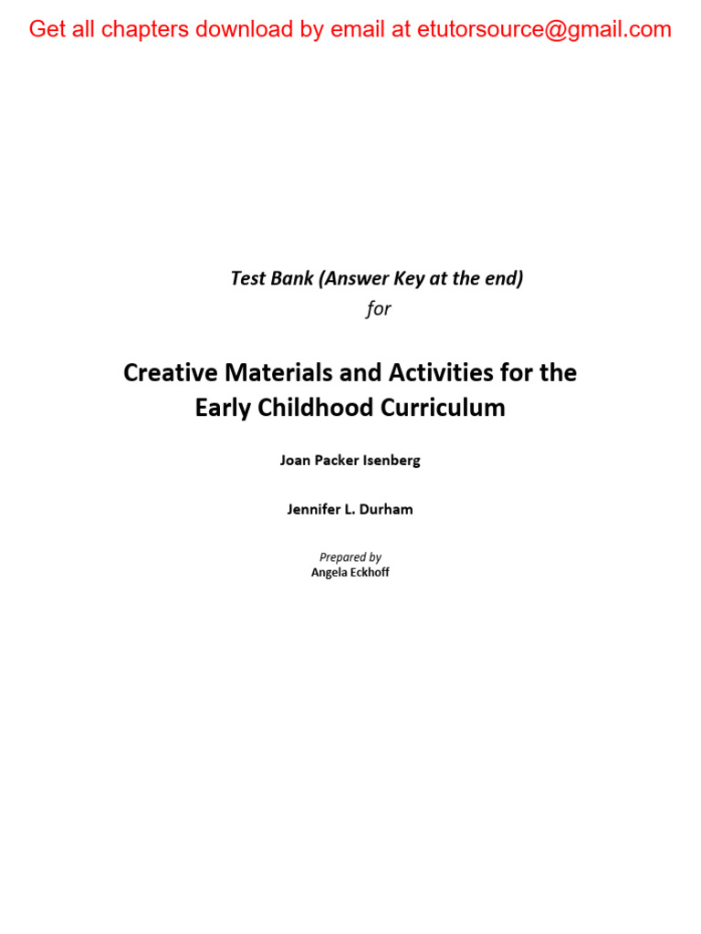 Creative Materials and Activities For The Early Childhood Curriculum, 1e Joan Packer Isenberg ...