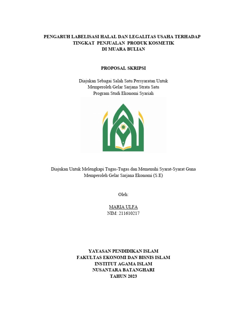 .Skripsi Maria Ulfa Bab 1 Dan 2 | PDF