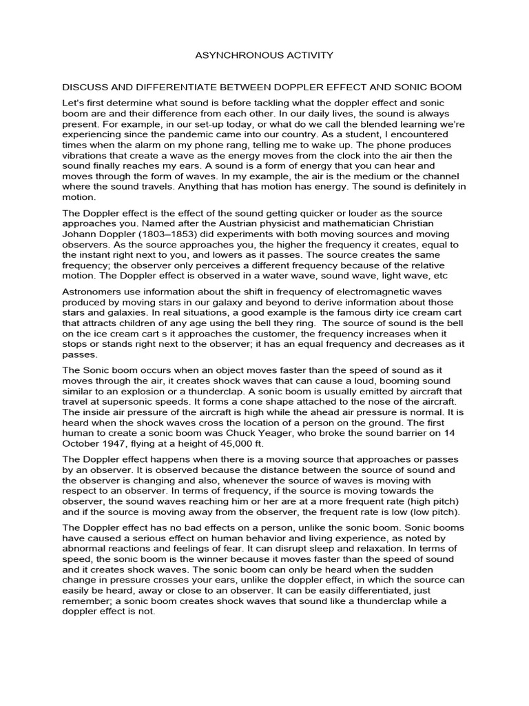 Dela Cruz, Aleli A. BEED 2-1D ASYNCHRONOUS ACTIVITY | PDF | Sound | Doppler Effect