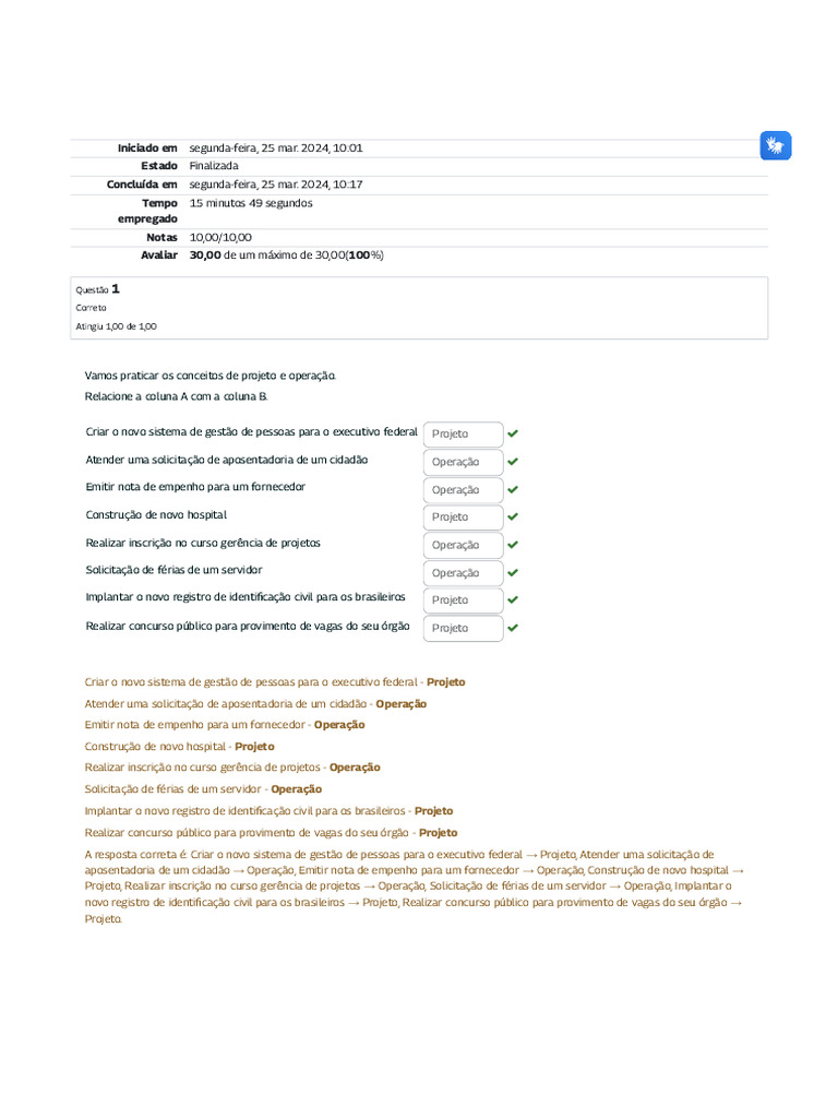 Exercício Avaliativo 1 - Revisão Da Tentativa | PDF | Gestão de projetos | Planejamento