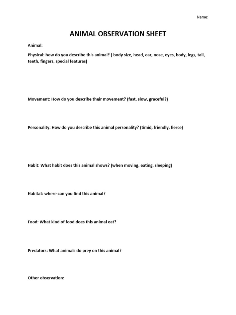 Animal Observation for Students | PDF