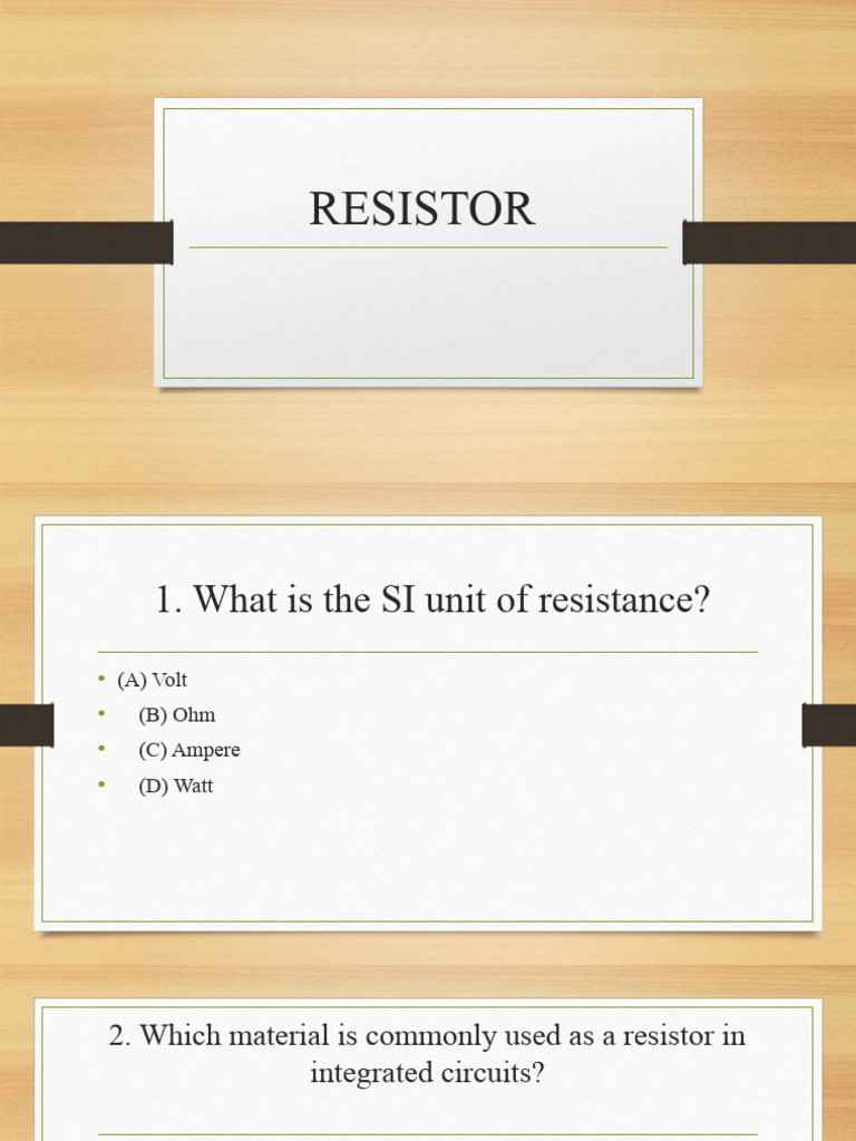 Resistor Quiz | PDF | Resistor | Electrical Resistance And Conductance