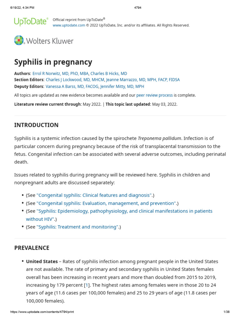 Syphilis in pregnancy | PDF | Allergy | Pregnancy