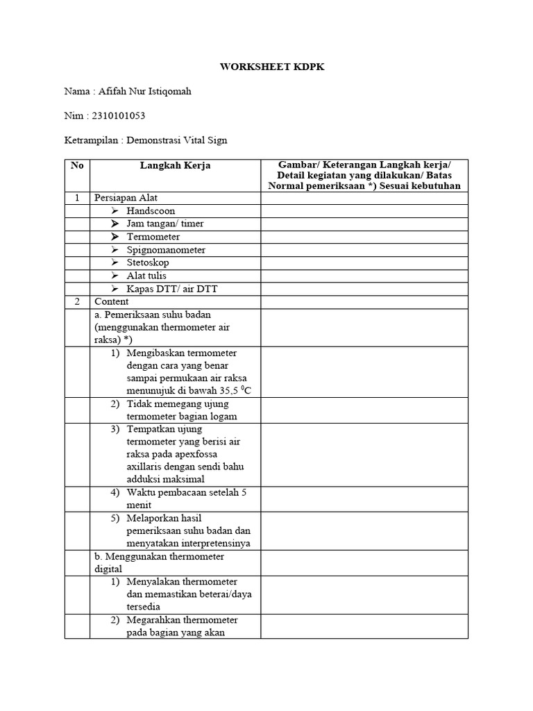 Worksheet KDPK 5 | PDF