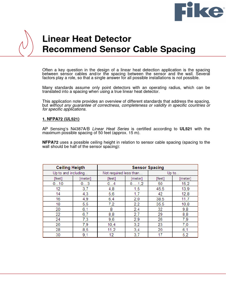 Linear Heat Detector Spacing Guidelines | PDF | Technology & Engineering