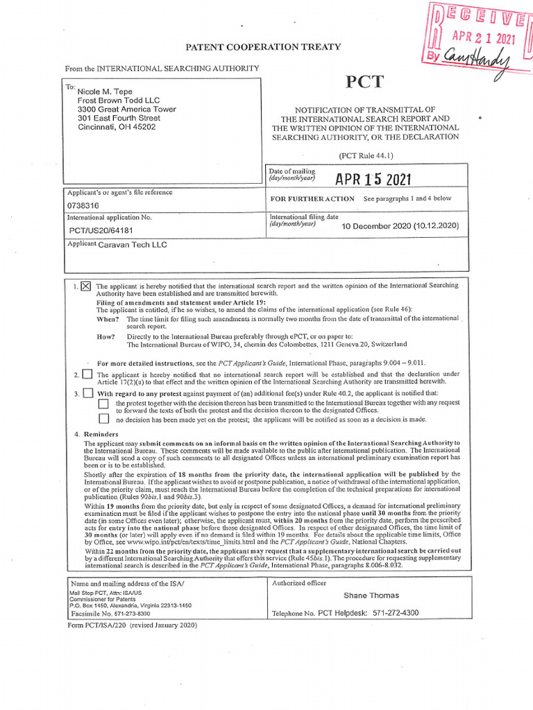 International Serch Report ISR and Written Opinion 2021 - 04!21!15!30 ...