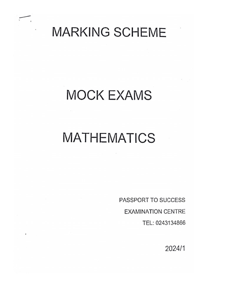 Metro Mock 2024 - Maths Marking Scheme | PDF