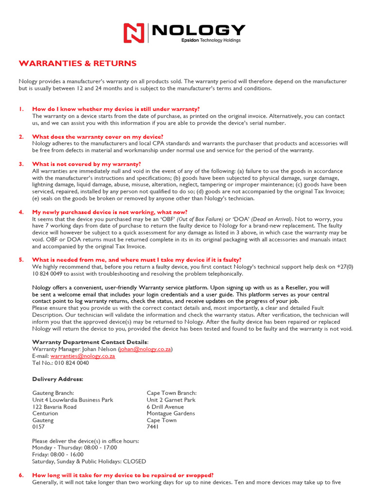 Warranties Process 2023 | PDF