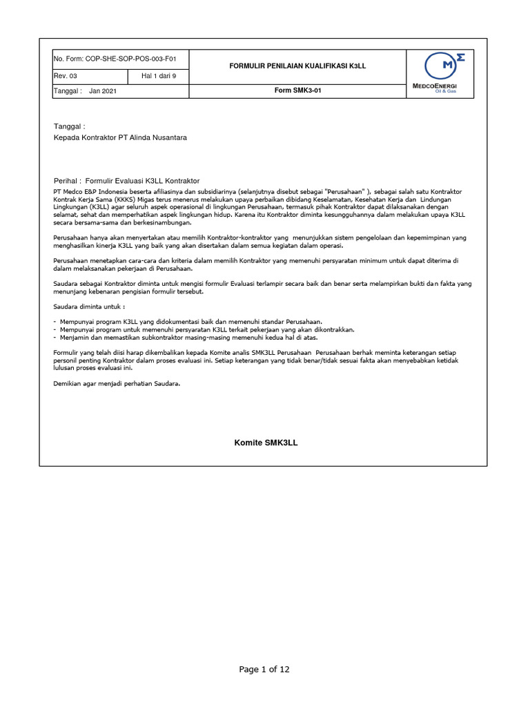 Form Smk3-01 Pos-003 Rev.03 Fix | PDF