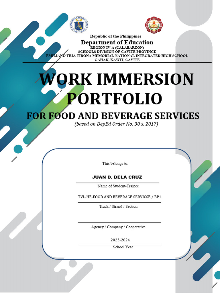 Work Immersion Portfolio Based On Deped-Bp-Template | PDF | Job Interview | Leadership