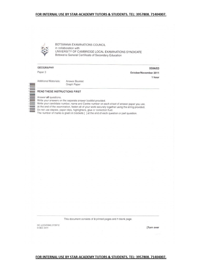 Bgcse Geography PP3 2011 | PDF