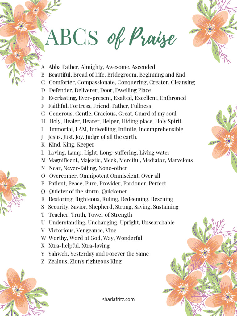 ABCs of Praise | PDF | Cooking, Food & Wine | Poetry