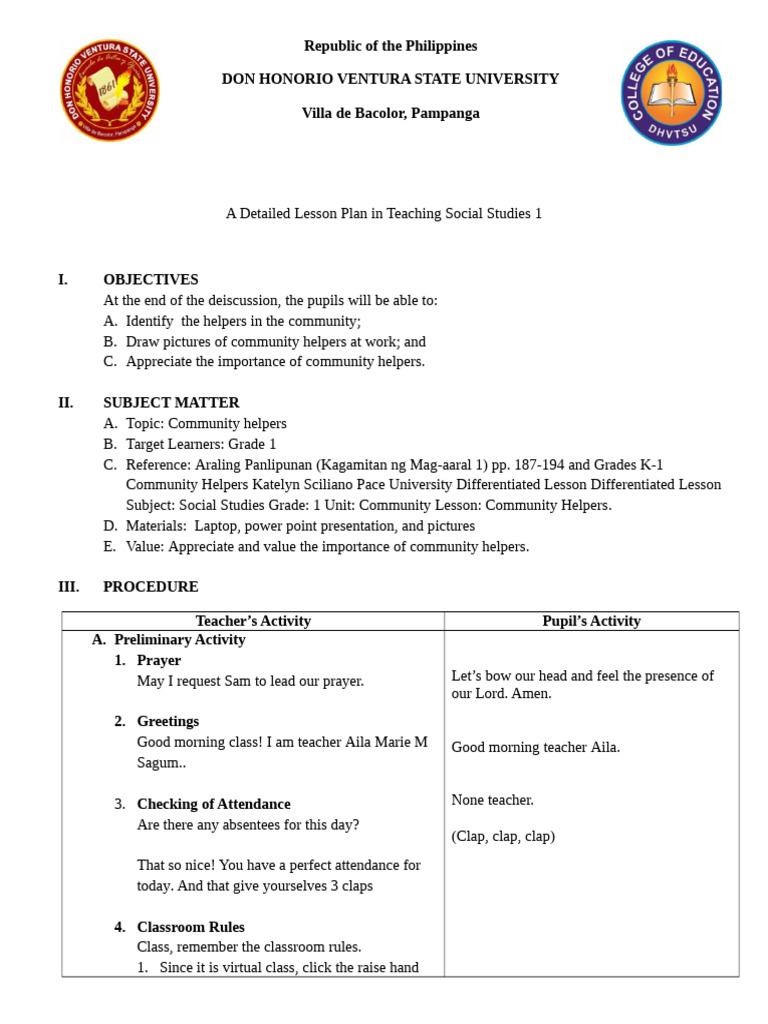 Detailed Lesson Plan in Social Studies 2 | PDF | Physician | Vegetables