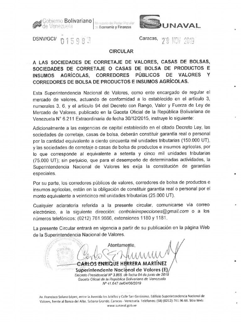 Circular #01598 - Sunaval Sobre Fianzas | PDF