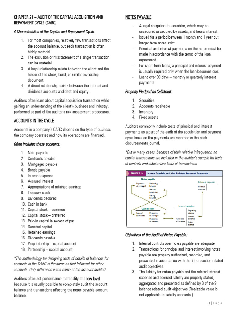 Chapter 21 - Audit of The Capital Acquisition and Repayment Cycle | PDF ...