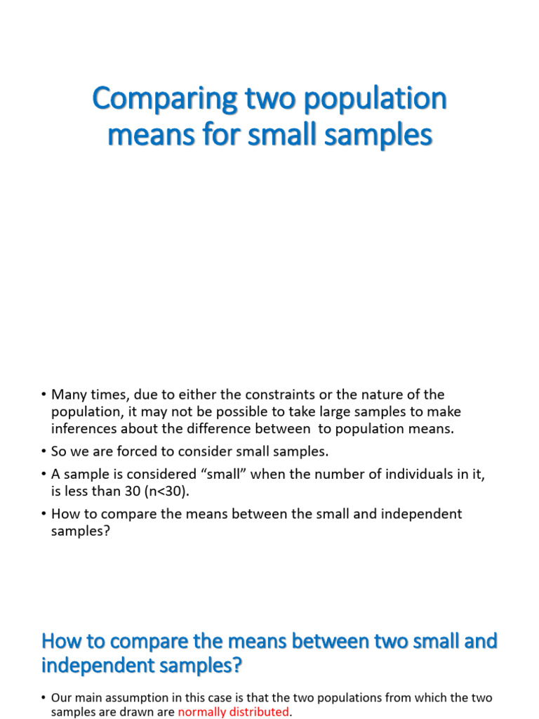 Comparing Two Population Means For Small Samples | PDF | Student's T ...