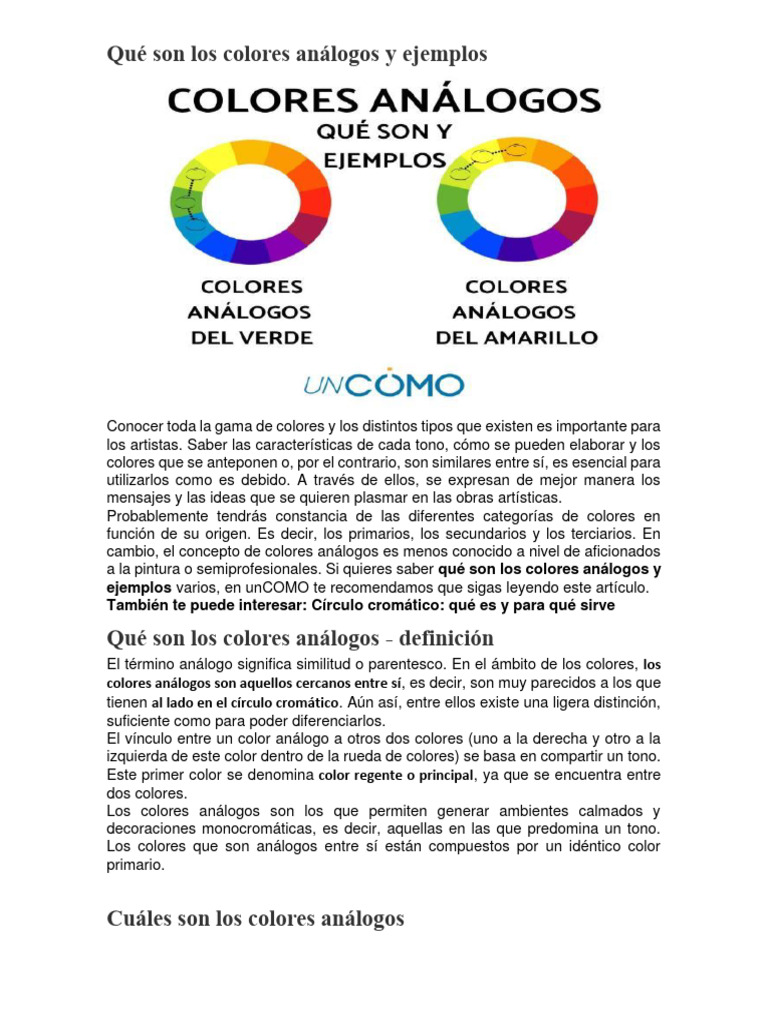 Qué Son Los Colores Análogos y Ejemplos | PDF | Color | Tecnicas artisticas