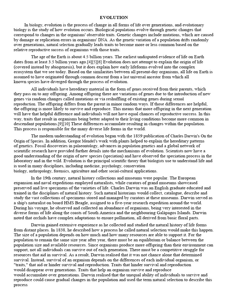 EVOLUTION | PDF | Evolution | Reproduction