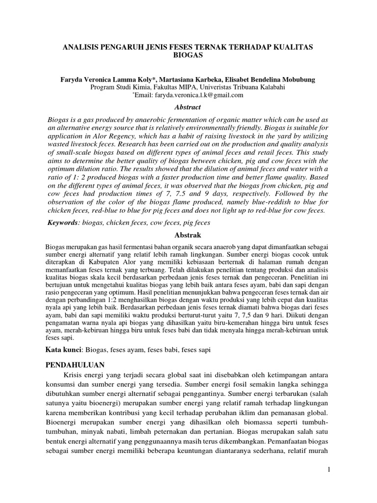 Biogas dari Feses Ternak | PDF