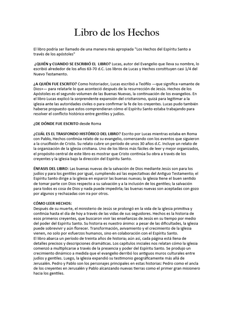 Libro de los Hechos | PDF | Pablo el apóstol | Evangelio De Lucas