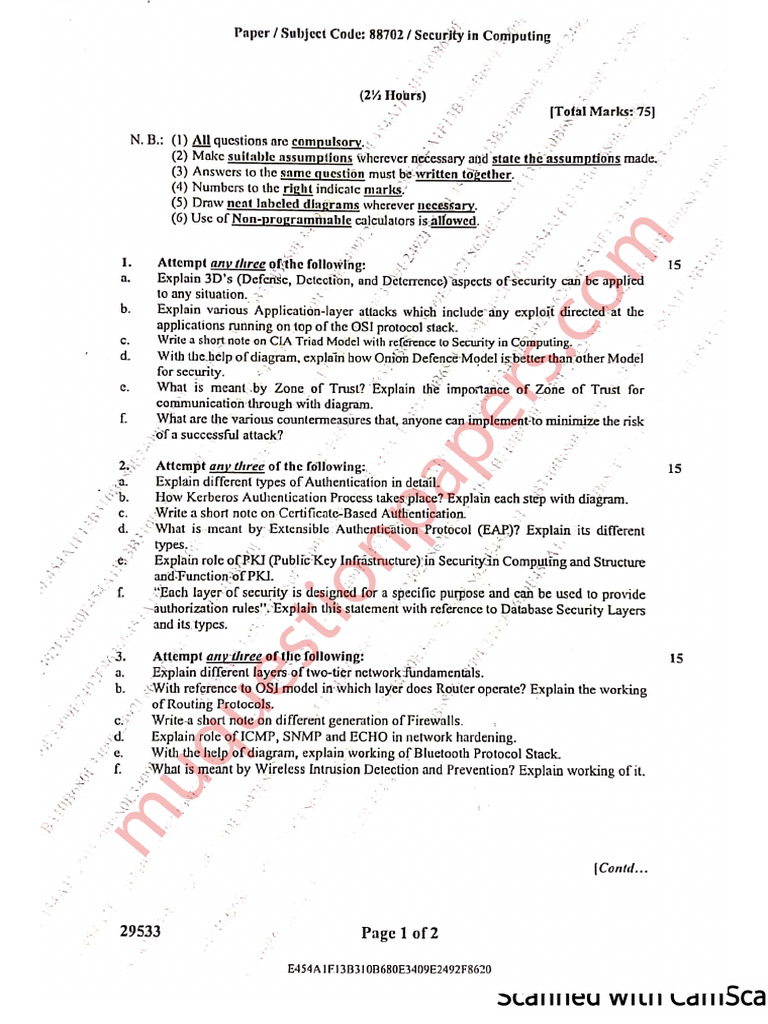 Science - BSC Information Technology - Semester 6 - 2023 - April - Security in Computing Cbcs | PDF