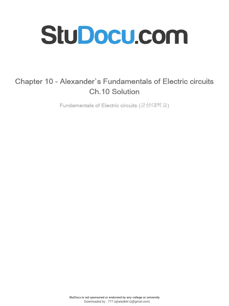 Chapter 10 Alexanders Fundamentals of Electric Circuits Ch10 Solution | PDF | Electrical ...