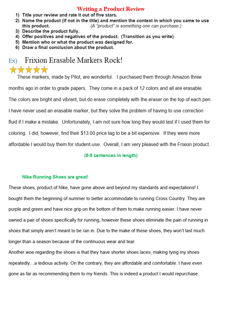 Writing A Product Review-1 | PDF