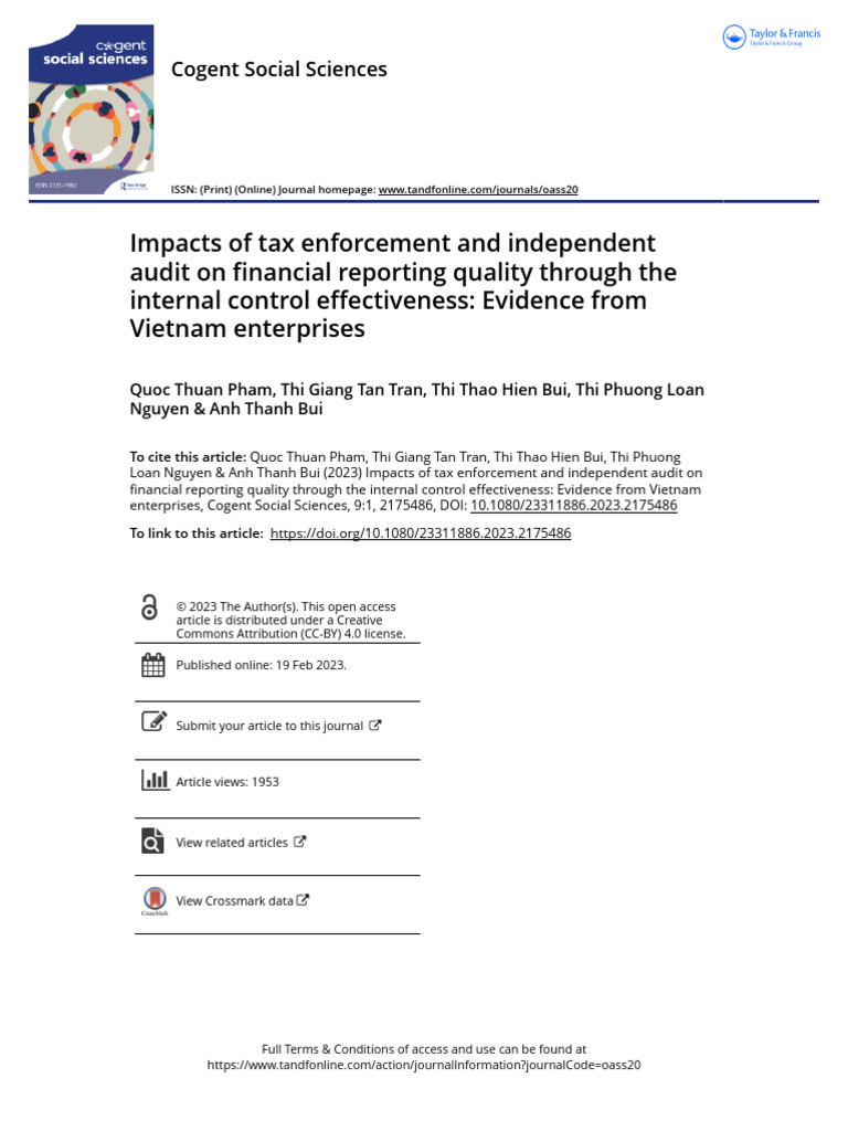 Impacts of Tax Enforcement and Independent Audit On Financial Reporting ...
