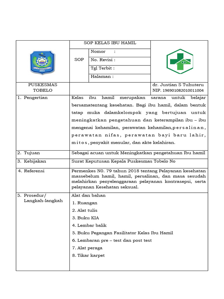 Sop Kelas Ibu Hamil | PDF
