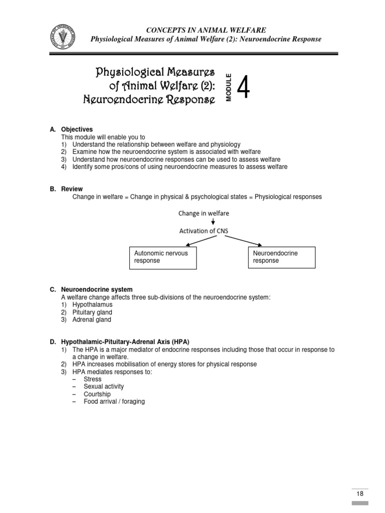Module 4 Physiological Measures of Animal Welfare (2) Endocrine ...
