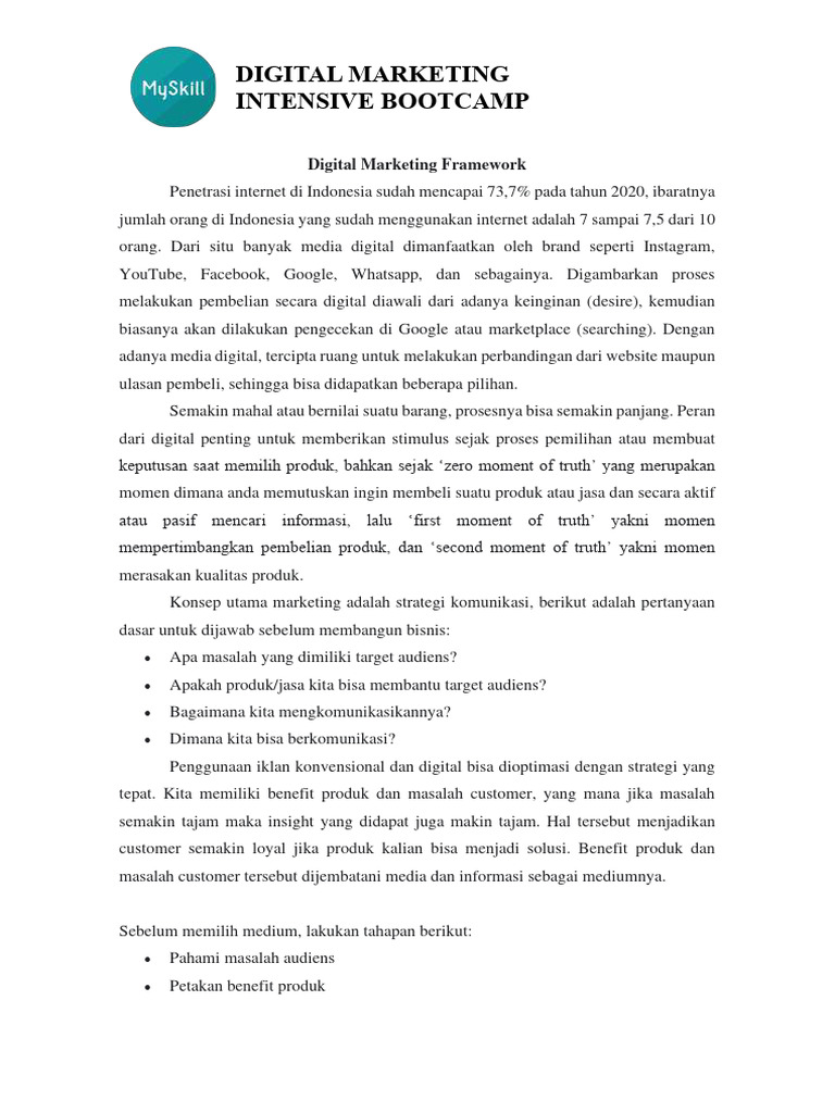 Digital Marketing Framework | PDF | Karier & Perkembangan | Bisnis