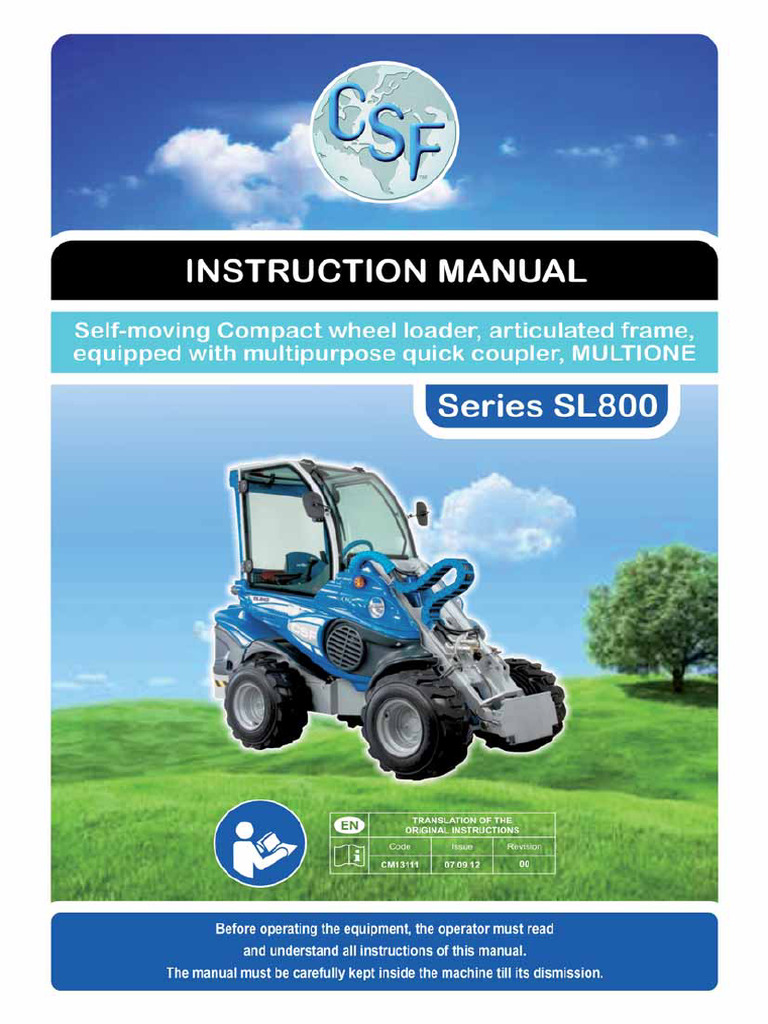 MultiOne SL800 Loader Instruction Manual | PDF | Loader (Equipment ...