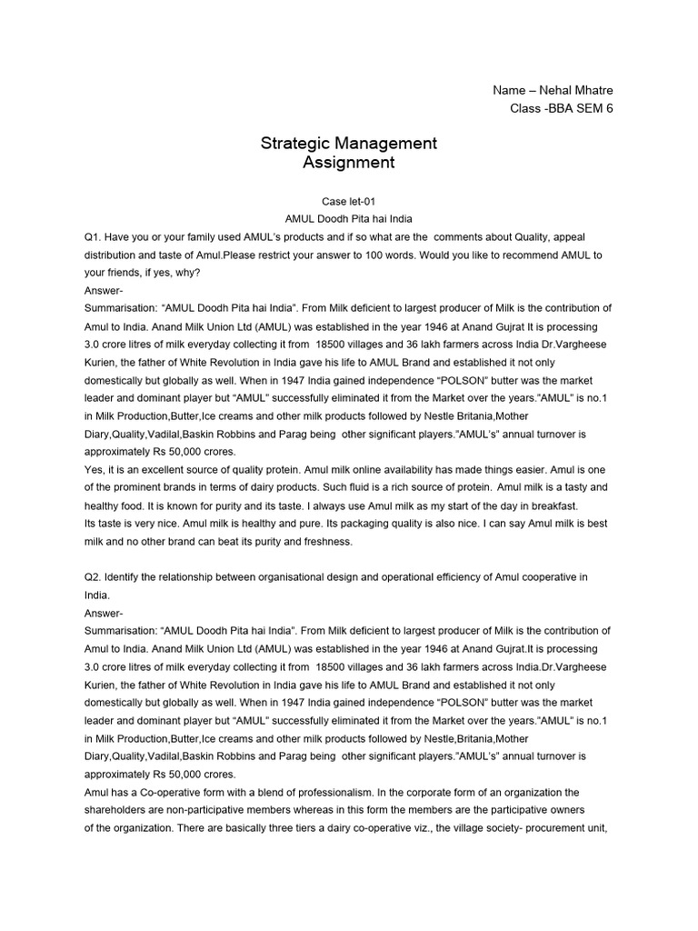 Case Let 01 | PDF | Dairy Products | Dairy