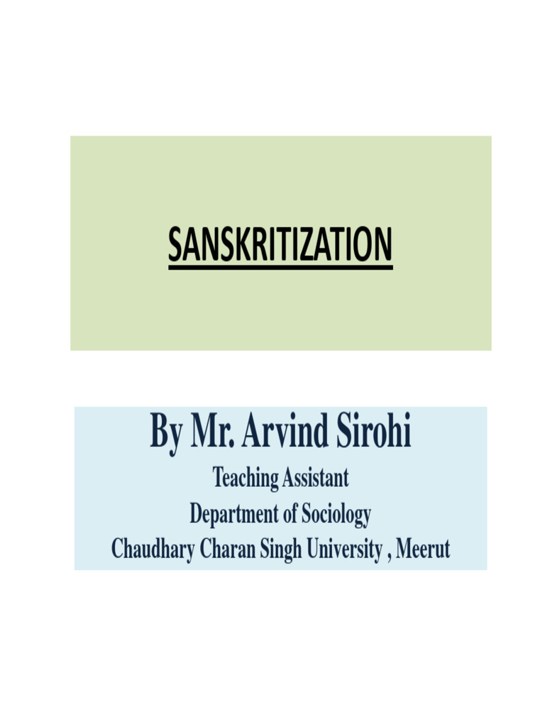 Sociology Arvind Sirohi 2305 Sanskritization | PDF | Caste