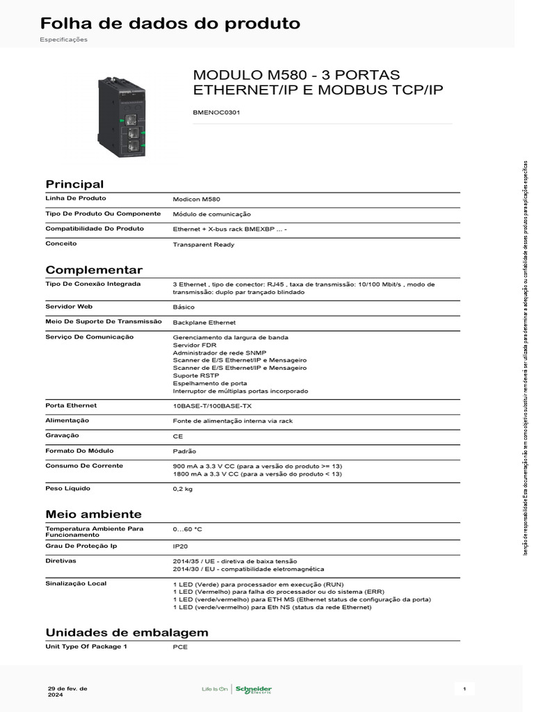 Schneider Electric Modicon M580 EPac BMENOC0301 2 | PDF | Ethernet ...