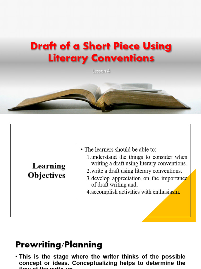 Lesson 4 5 Draft of A Short Piece Using Literary Conventions2 | PDF ...