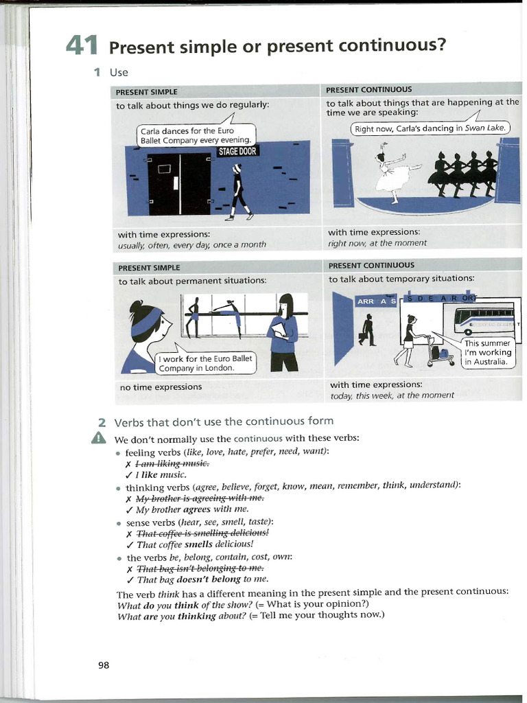 Hoja 14 Present Simple Present Continuous (LAB) | PDF