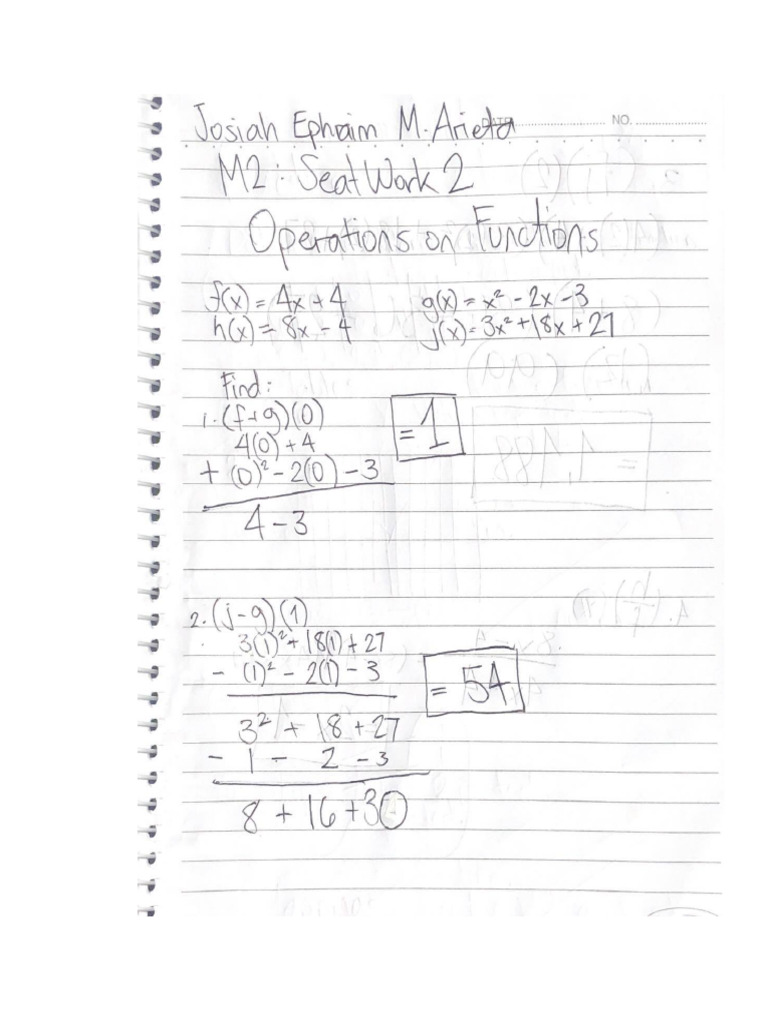Function Seatwork - General Mathematics | PDF