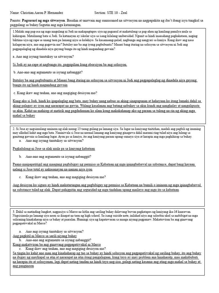 Esp Peta Sitwasyon | PDF