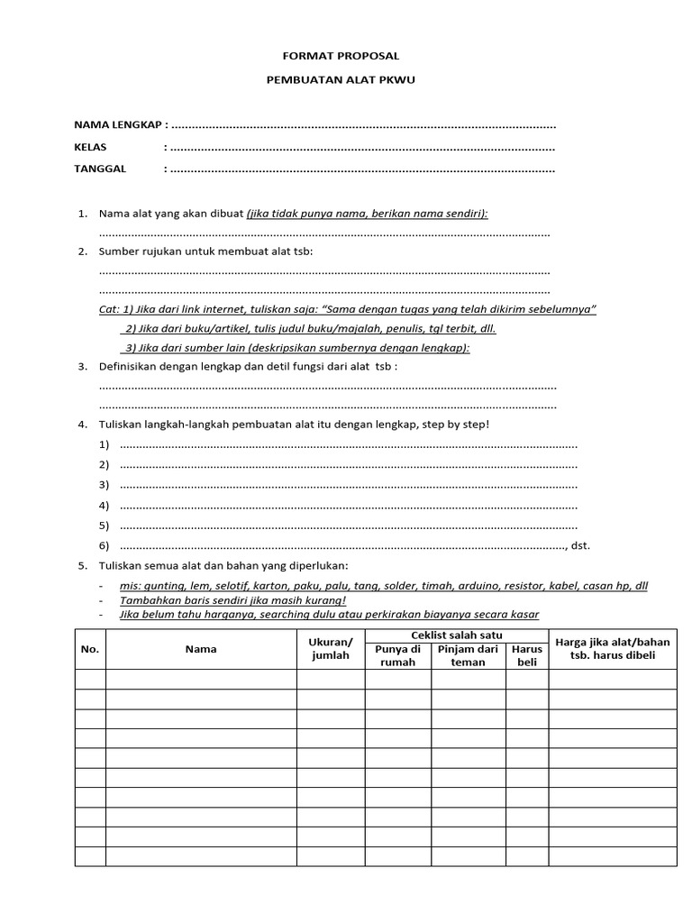 Format Proposal Pembuatan Alat | PDF