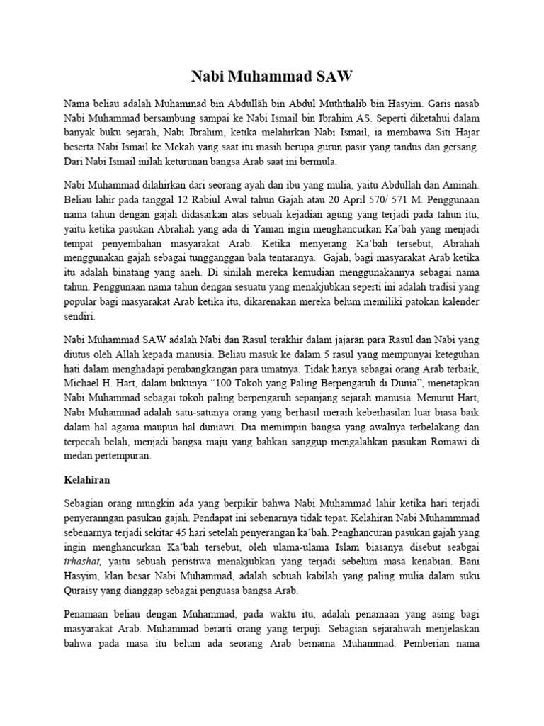 Biografi Nabi Muhammad | PDF | Sejarah | Agama & Spiritualitas