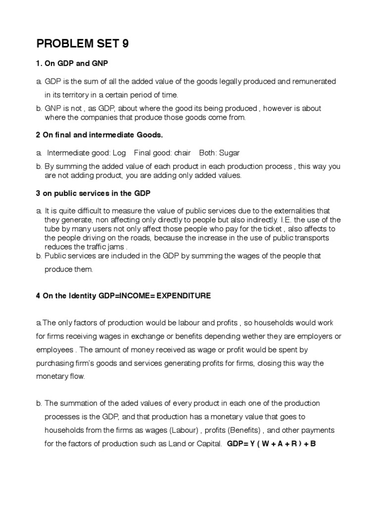 Problem Set 9 Solved Pdf Gross Domestic Product Economics