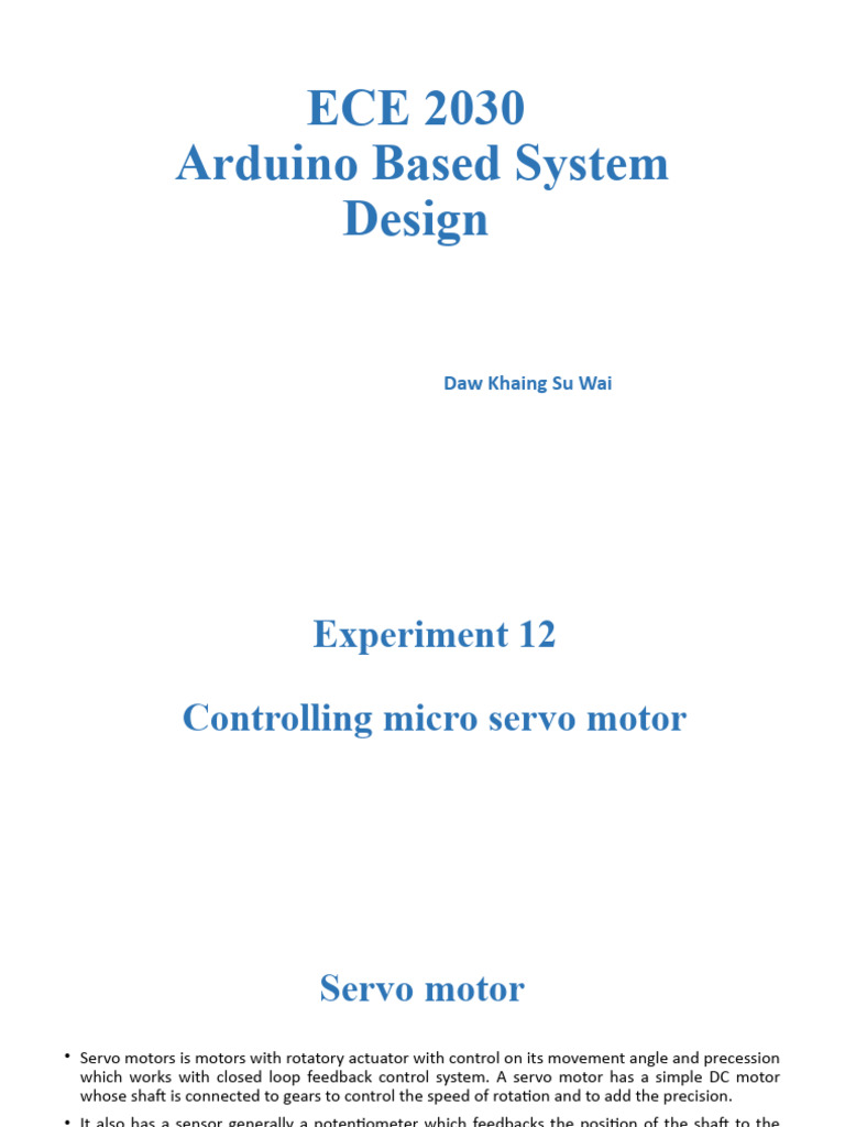 Lecture 08 Experiment-12 | PDF | Servomechanism | Electrical Engineering