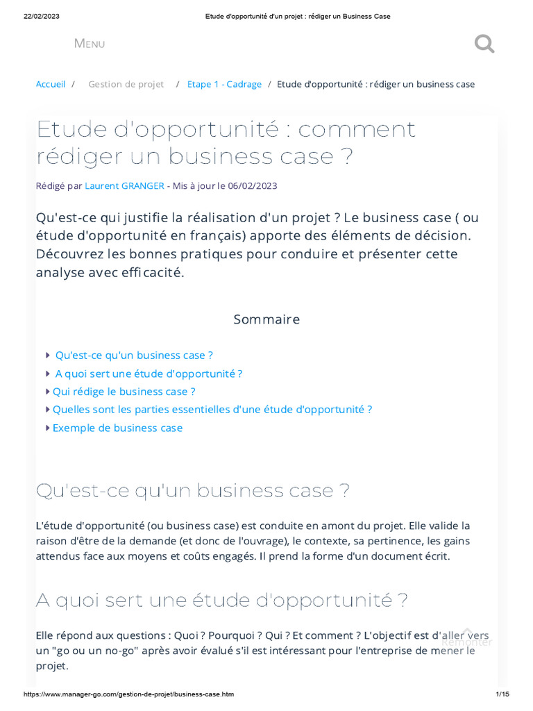 Rédiger un Business Case efficace | PDF | Gestion de projet | Commercialisation