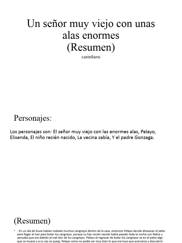 Un Señor Muy Viejo Con Unas Alas Enormes | PDF | Novela negra ...