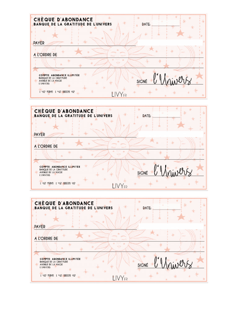 Chèque de L'univers | PDF