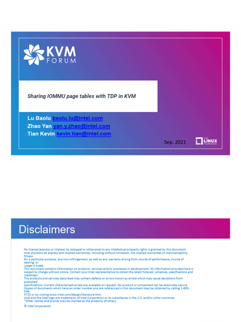 IOMMU Page Table Sharing in KVM | PDF | System Software | Computing